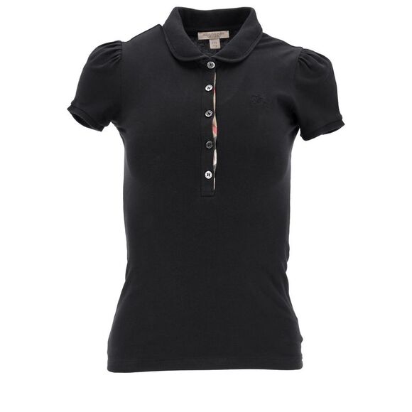 Burberry | Tops | Burberry Puffed Sleeve Polo Shirt In Black Cotton ...